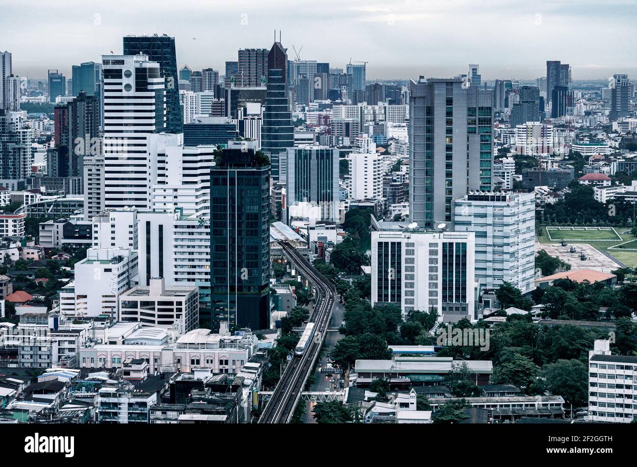 Cityscape of crowded city with high-rise in downtown at business ...