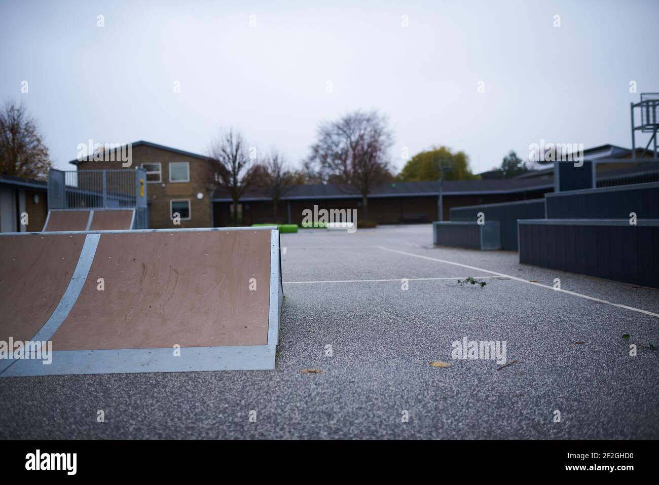 A skater ramp at a school playground Stock Photo - Alamy