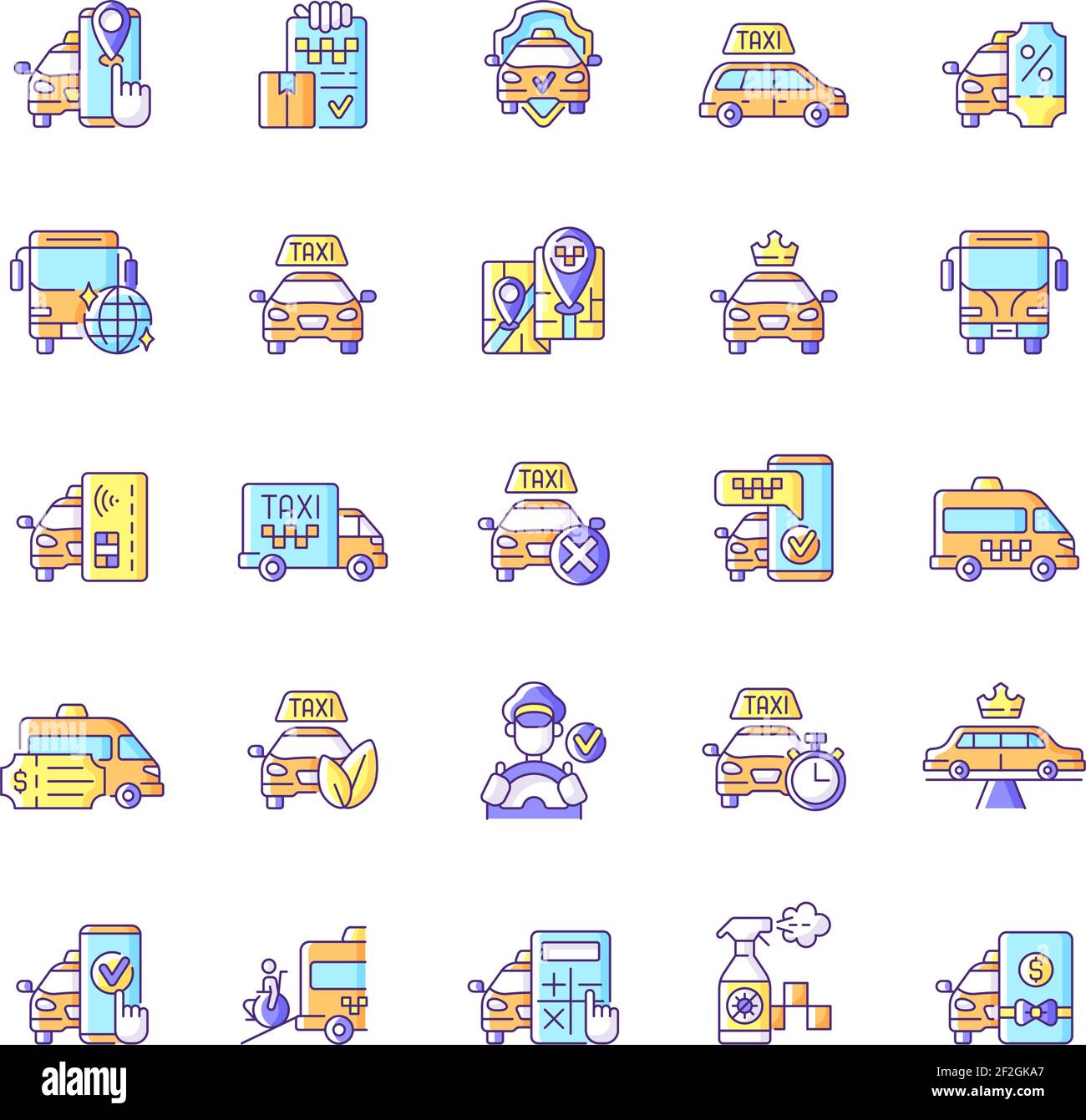 Taxi service RGB color icons set Stock Vector Image & Art - Alamy