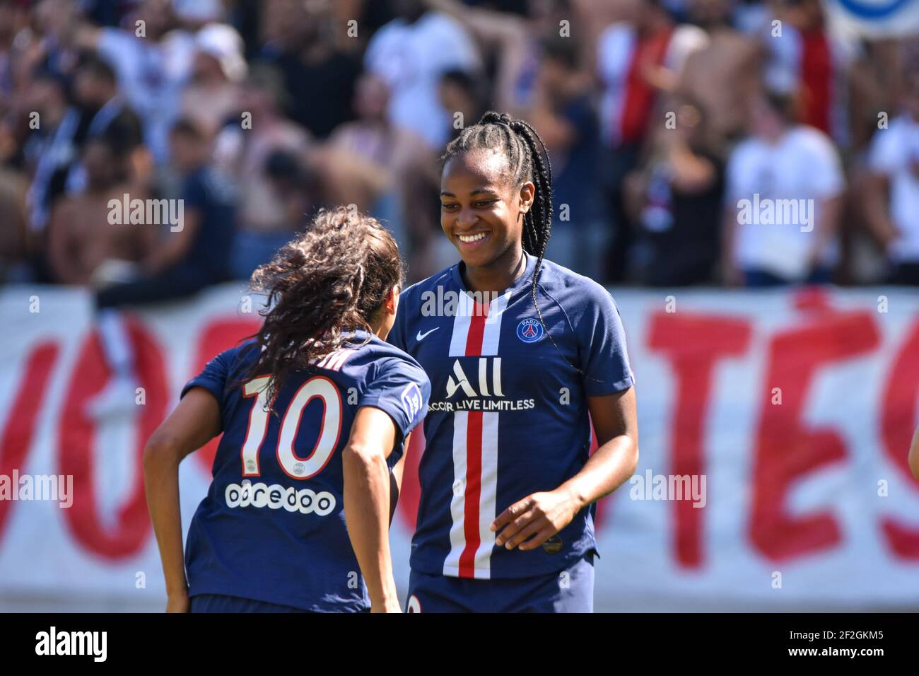 Nadia Nadim of Paris Saint Germain and Marie Antoinette Katoto of Paris ...