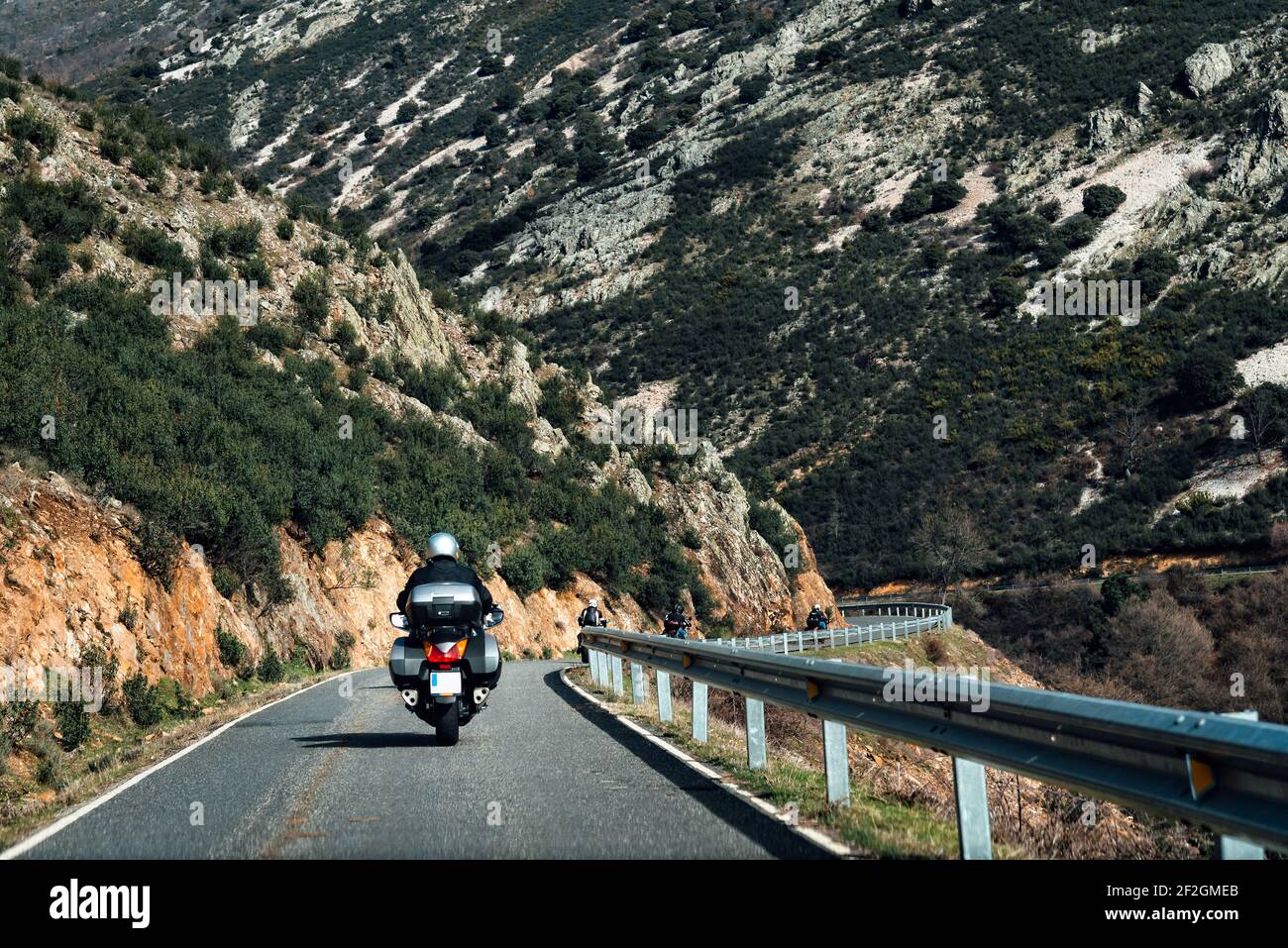 Motorbikers on Mountain Road. Riding and Having Fun Driving the Empty ...