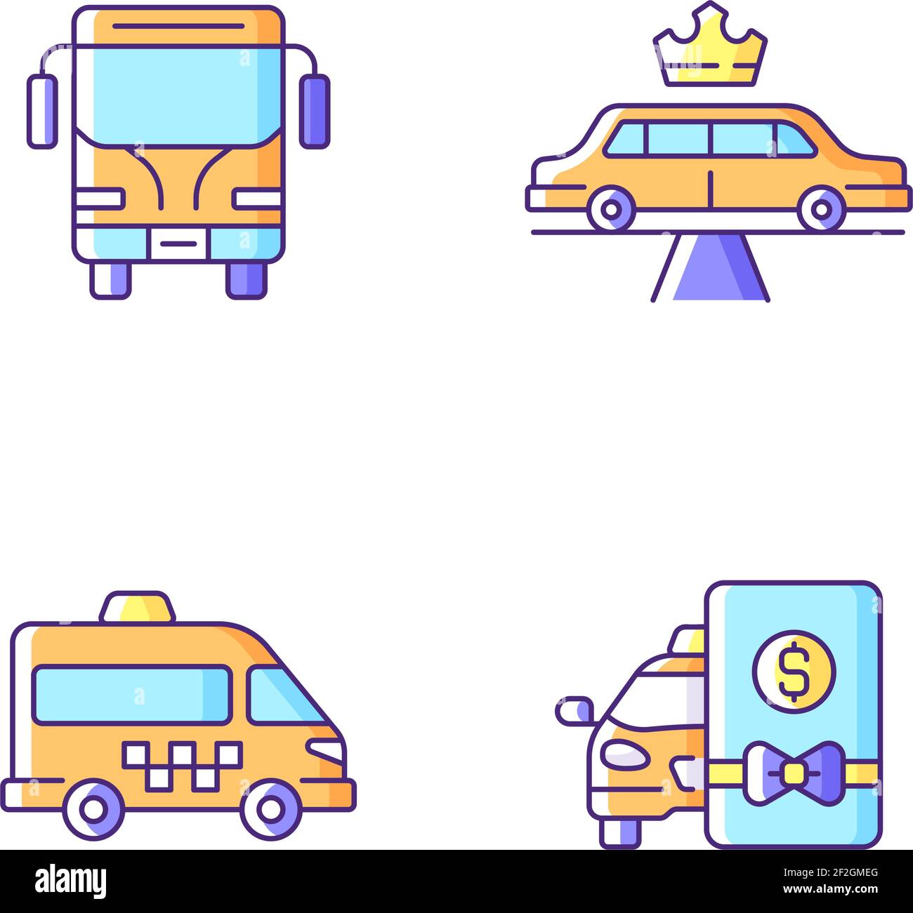 City public transport RGB color icons set Stock Vector Image & Art - Alamy