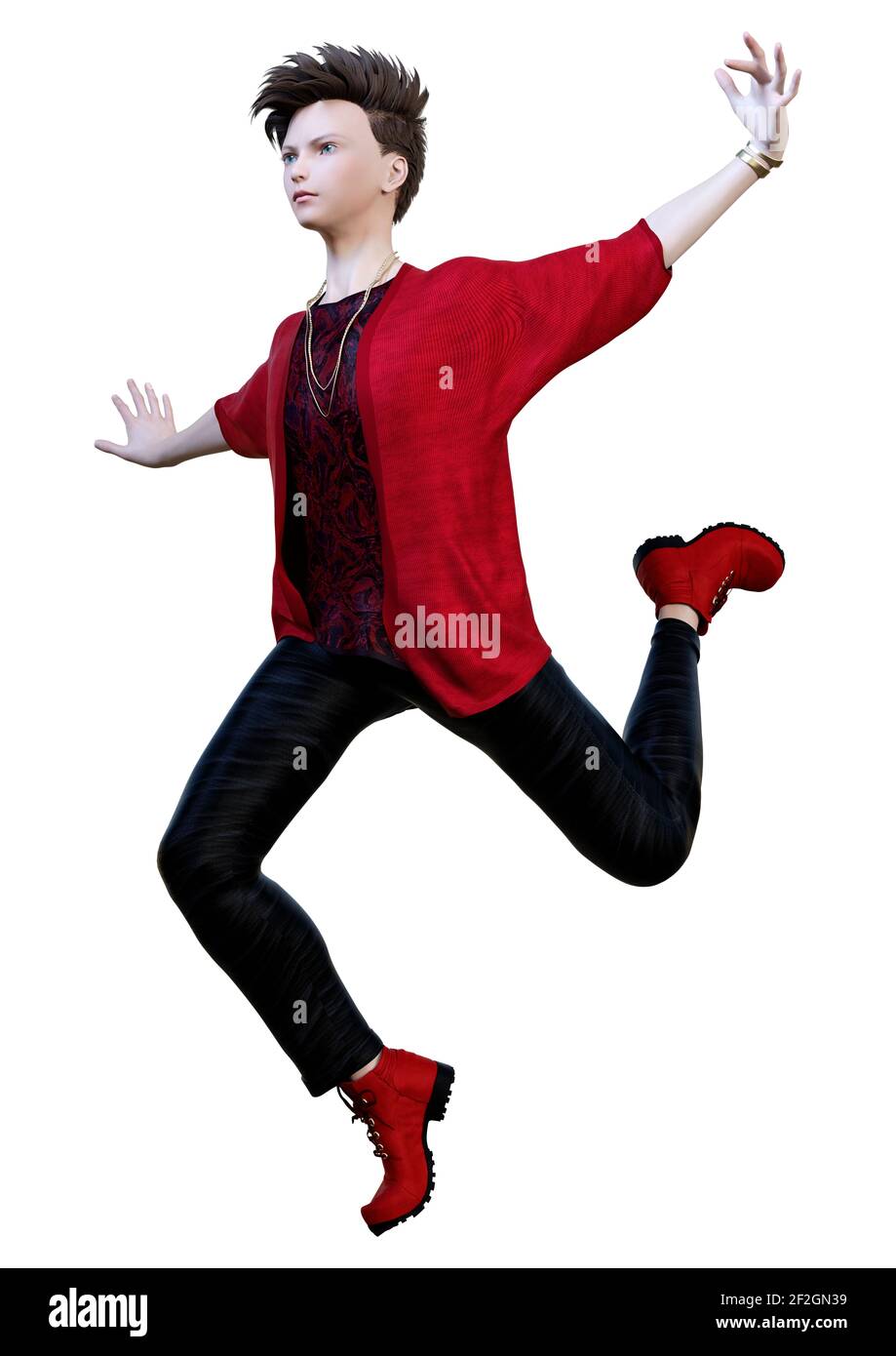 3D rendering of a teenager boy dancing isolated on white background ...