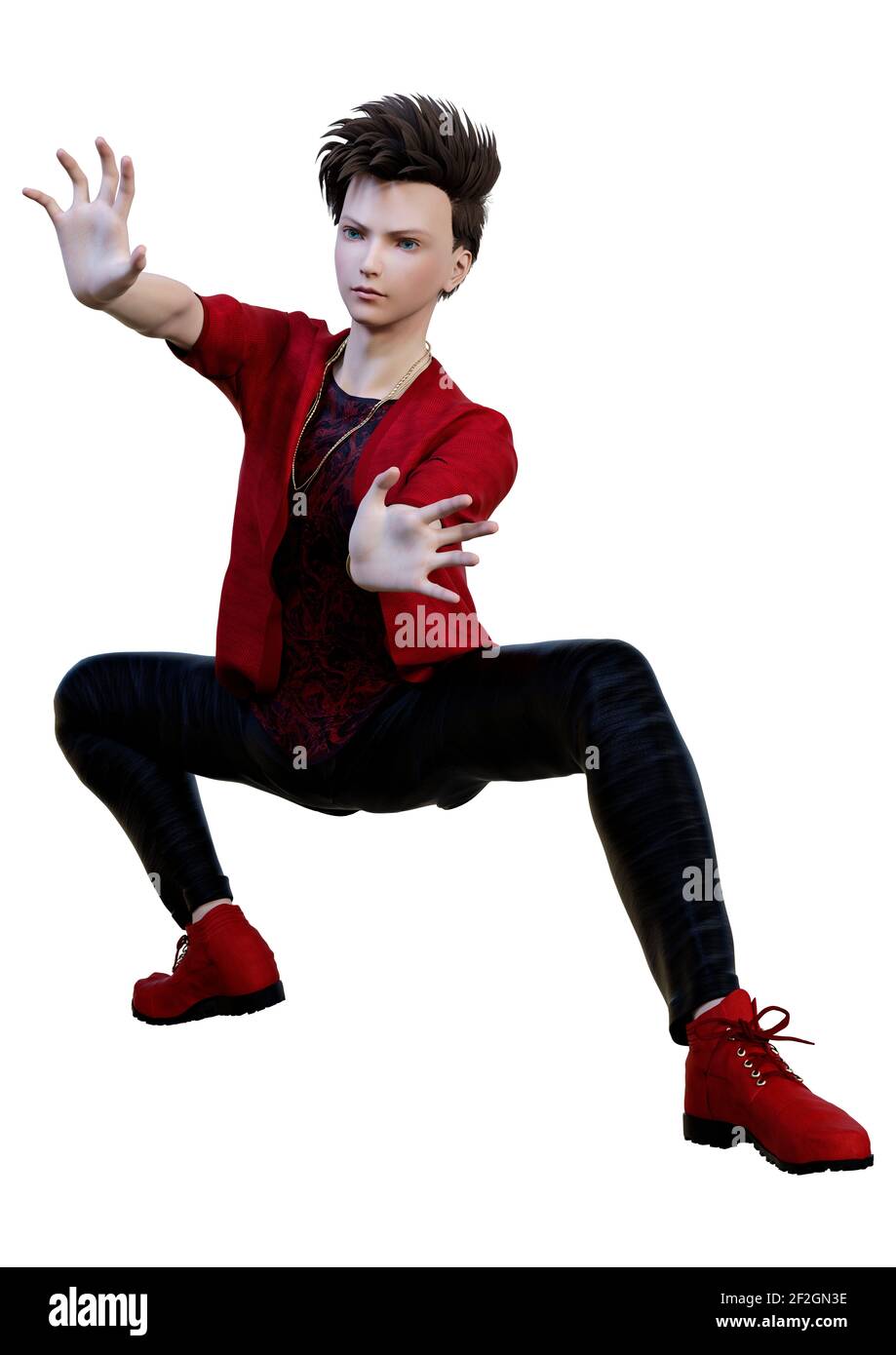 3D rendering of a teenager boy dancing isolated on white background ...