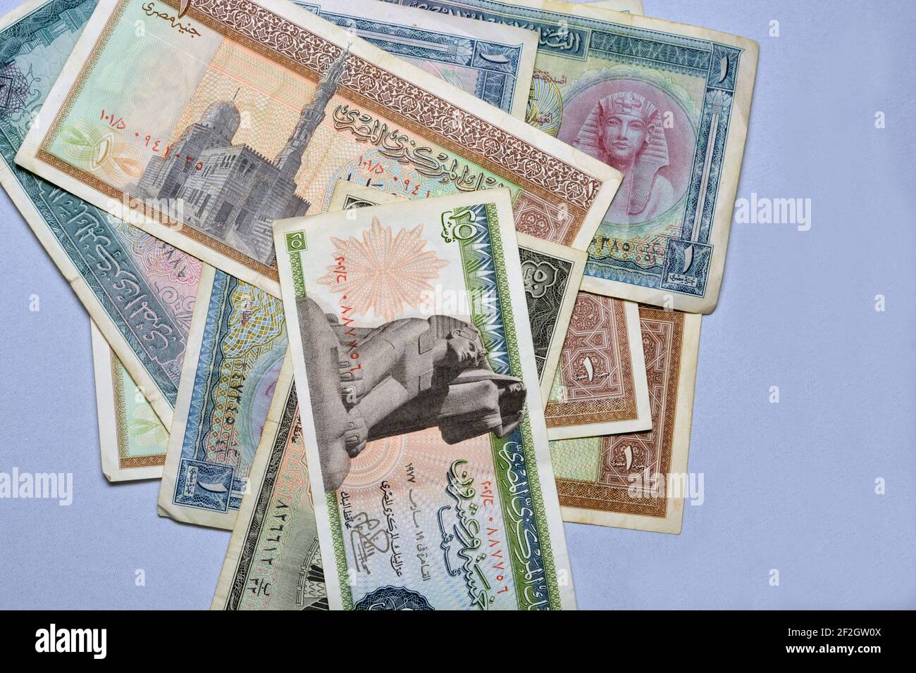 Old Egyptian money collection, Old various Egyptian banknotes ...