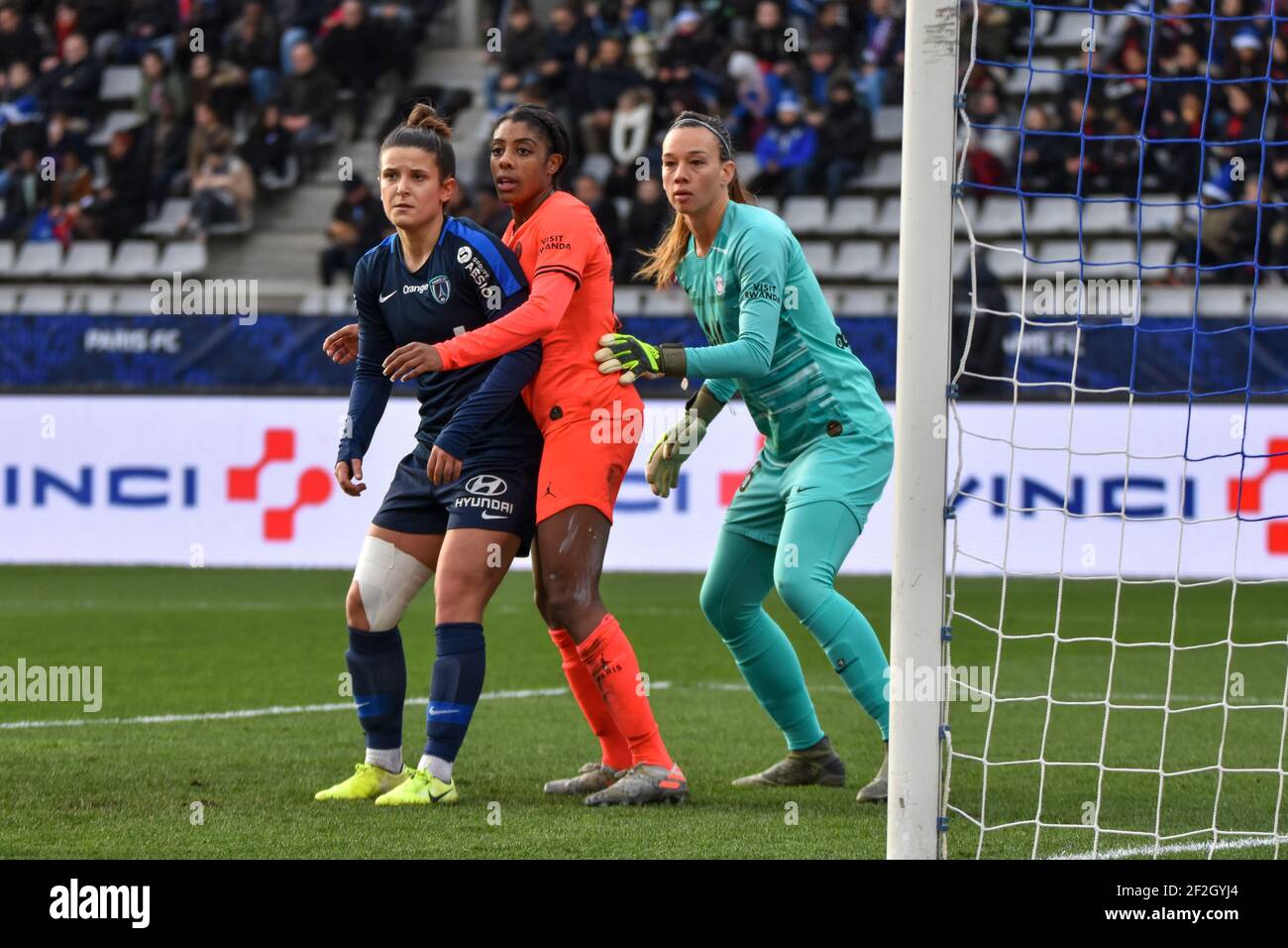 Mathilde Bourdieu of Paris FC, Ashley Lawrence of Paris Saint Germain ...