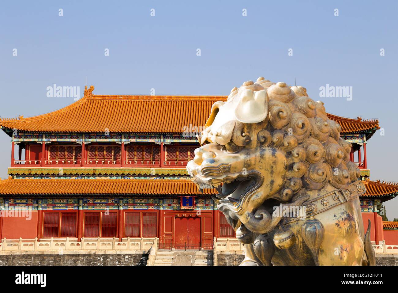 A bronze Chinese dragon statue in the Forbidden City. Beijing, China ...
