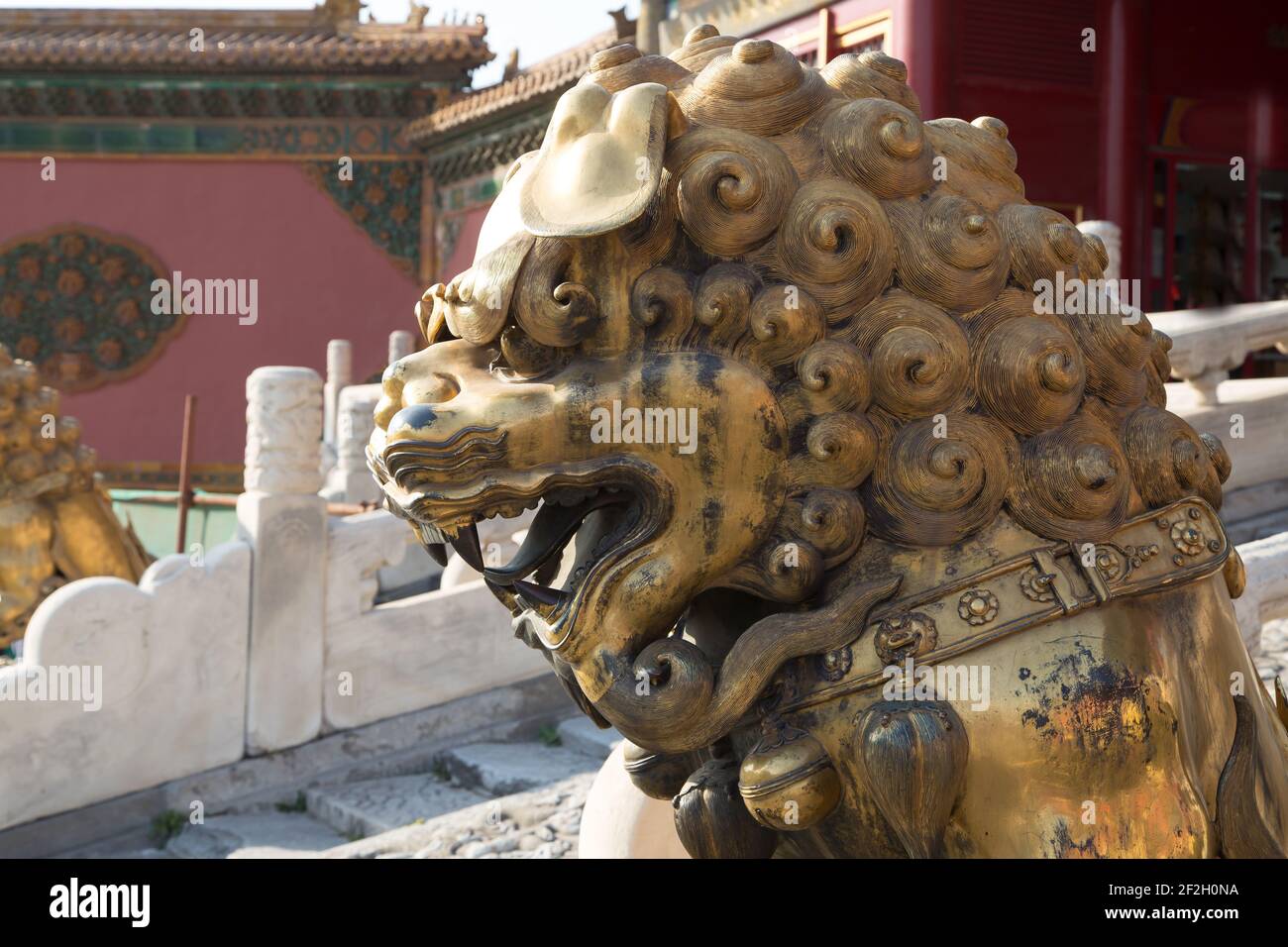 A bronze Chinese dragon statue in the Forbidden City. Beijing, China ...