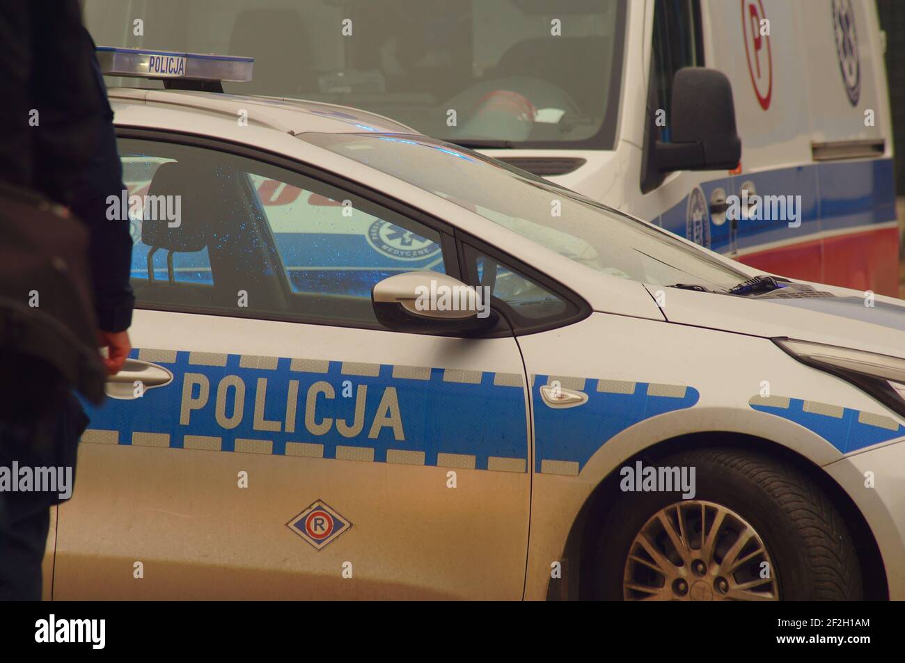 Krakow, Poland - 03.11.2021: Traffic accident, intervention of Polish ...