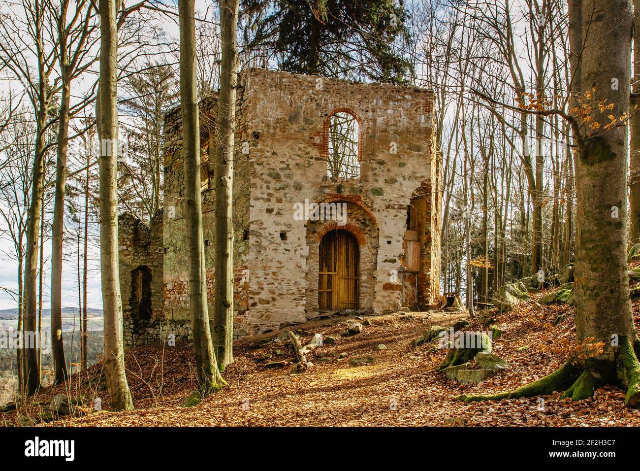 Ruins of Chapel of Saint Mary Magdalene on the hill of Maly Blanik ...
