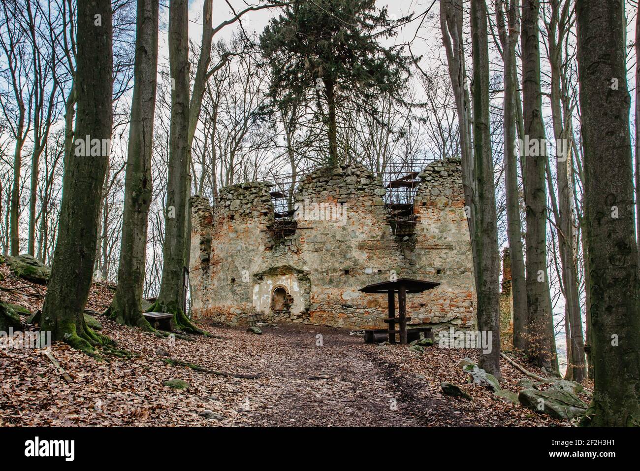 Ruins of Chapel of Saint Mary Magdalene on the hill of Maly Blanik ...