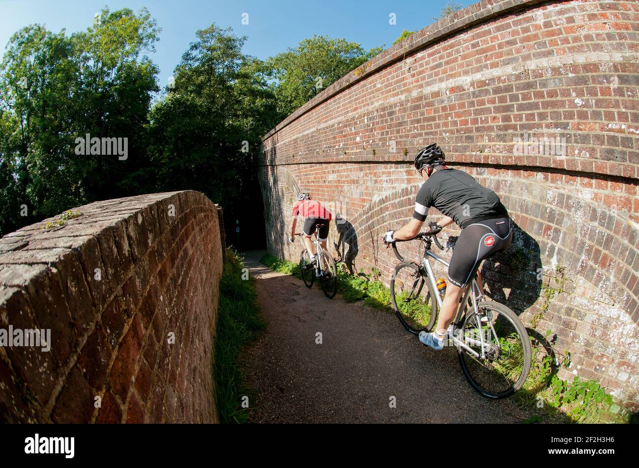 Cyclists on the Downs Link route that connects the North and South ...