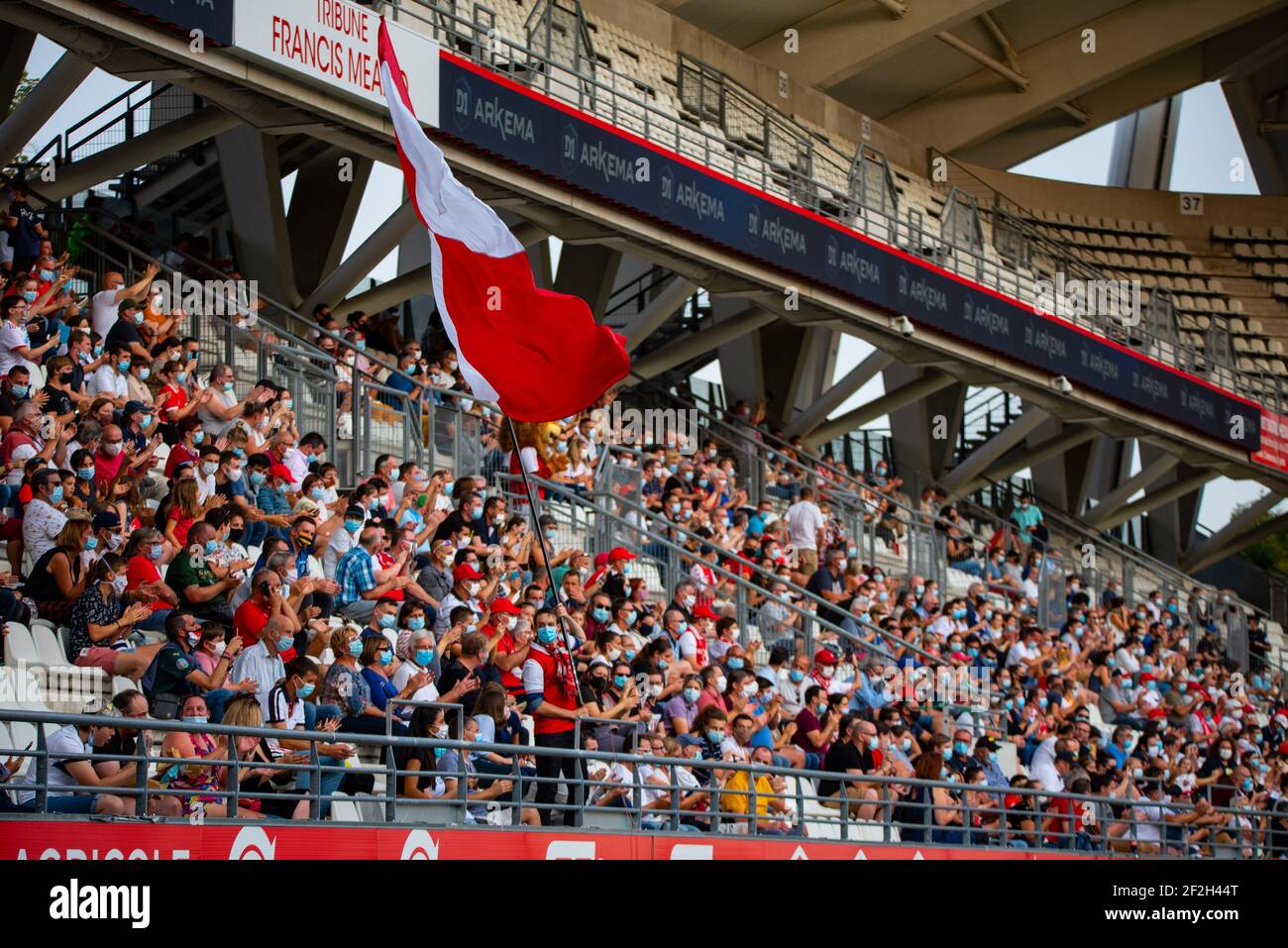 Olympique lyonnais fans cheer on their team hi-res stock photography ...