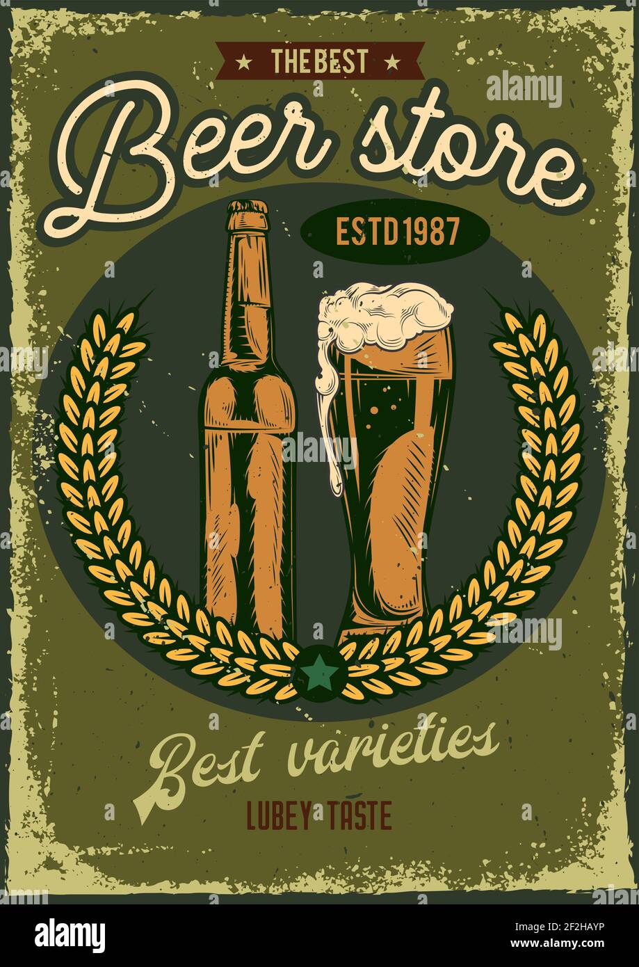 Poster design with illustration of advertising of beer store on dusty ...