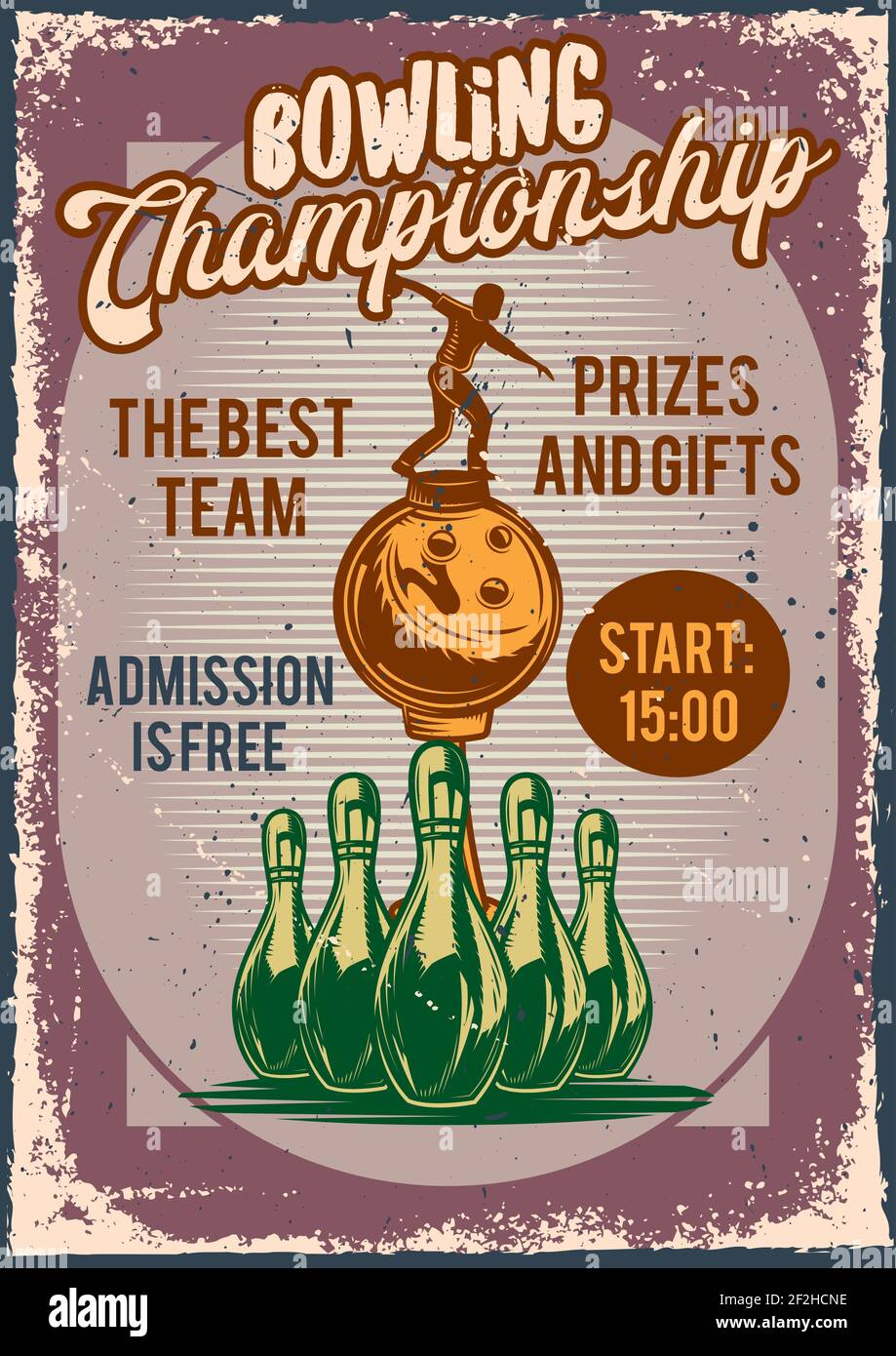 Poster design with illustration of advertising of bowling competition ...
