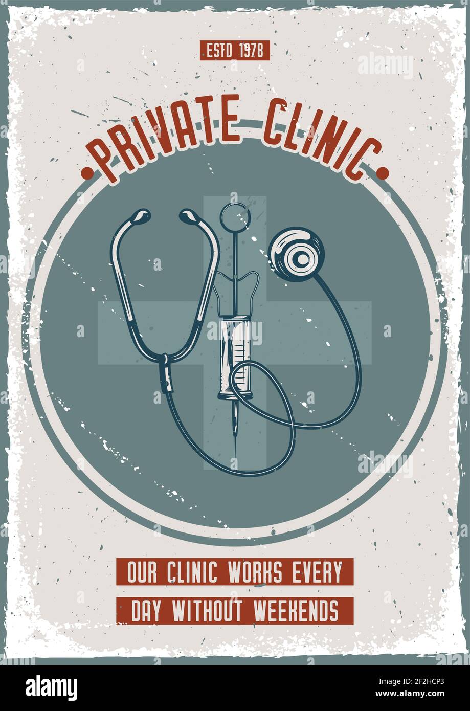 Poster design with illustration of stethoscope on dusty background ...