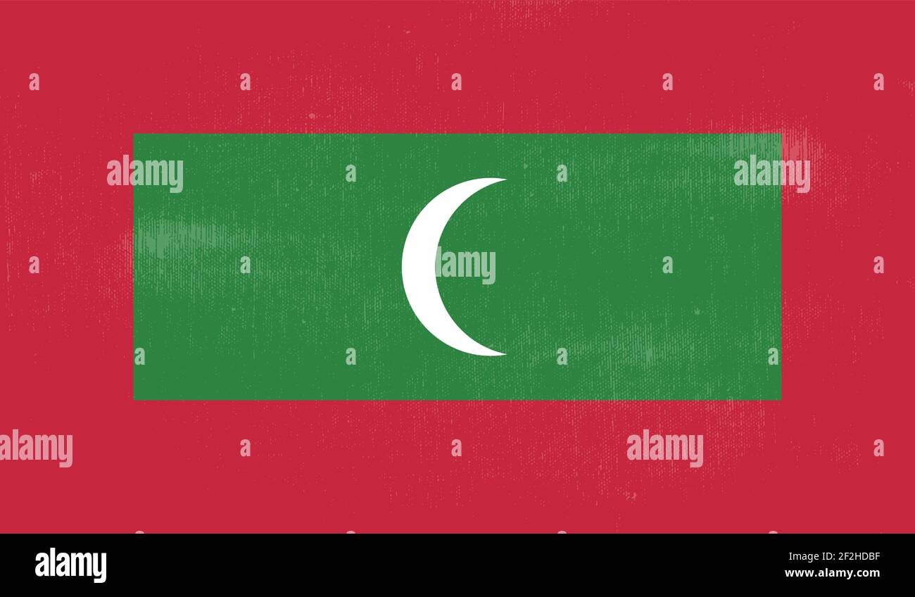 Maldives flag with waving grunge texture. Vector background Stock ...