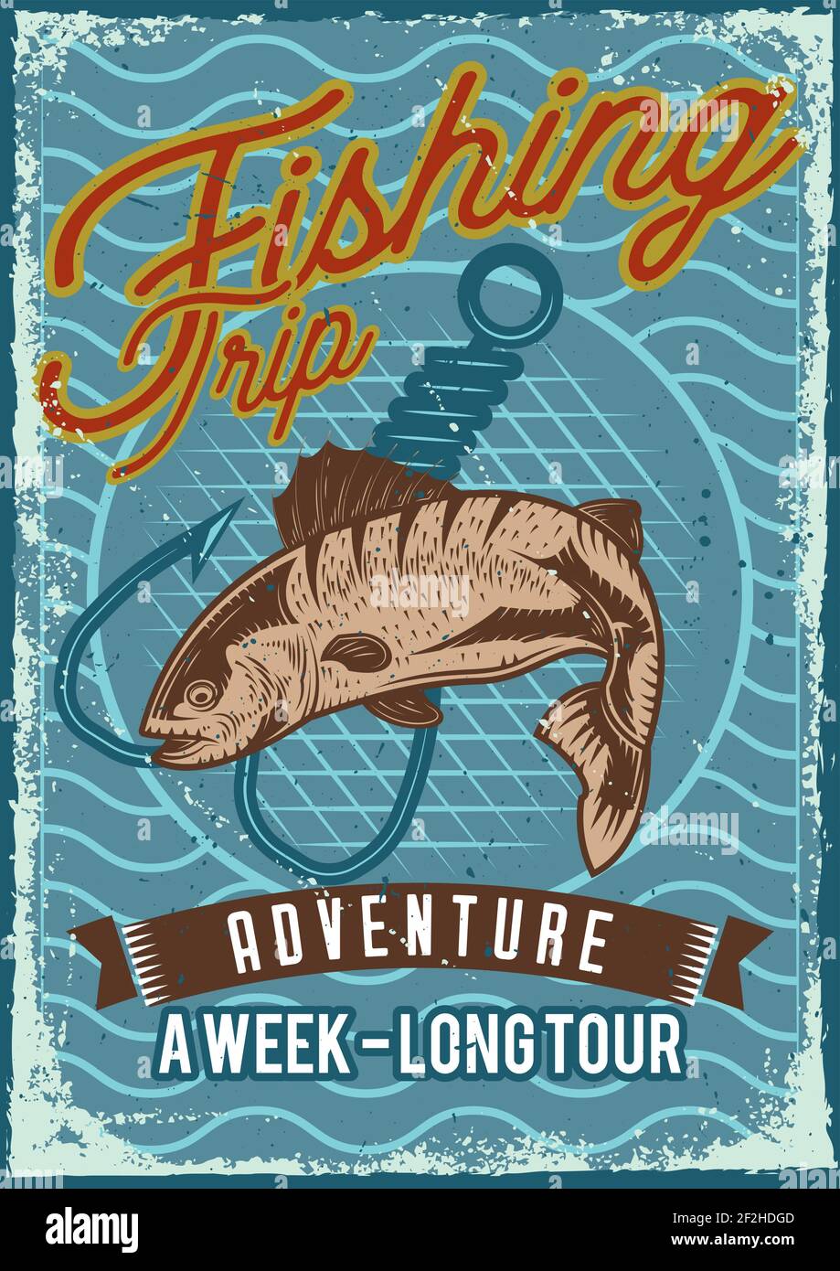 Poster design with illustration of fish on dusty background Stock ...