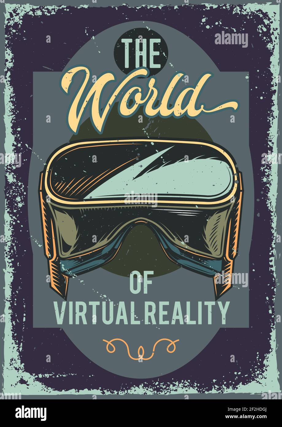 Poster design with illustration of a vr glasses on dusty background ...