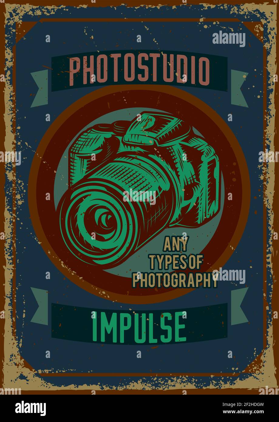 Poster design with illustration of a camera on dusty background Stock ...
