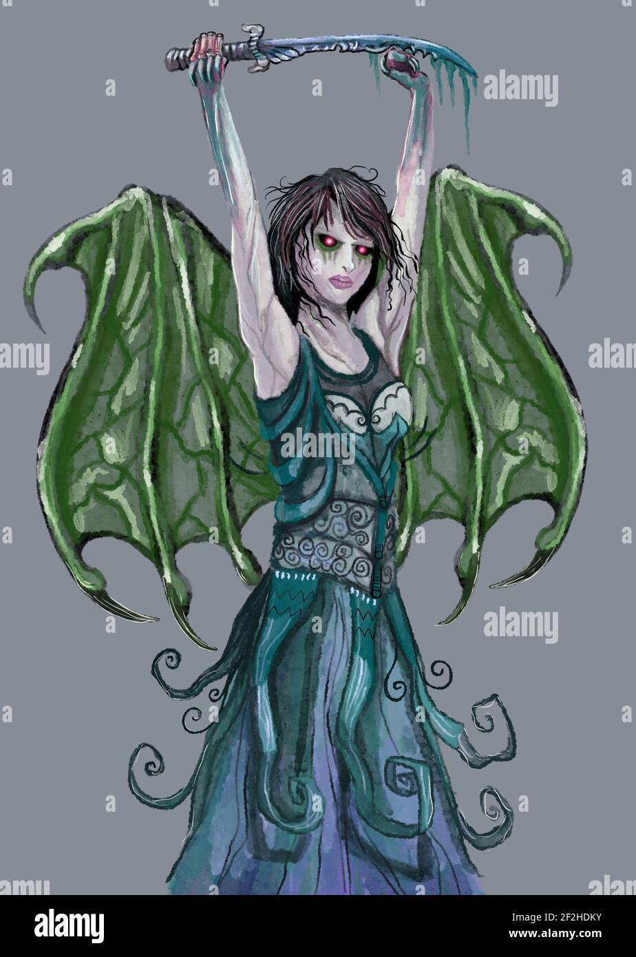 evil creature illustration hand drawn artwork Stock Photo - Alamy