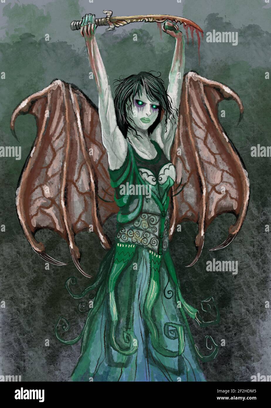 evil creature illustration hand drawn artwork Stock Photo - Alamy