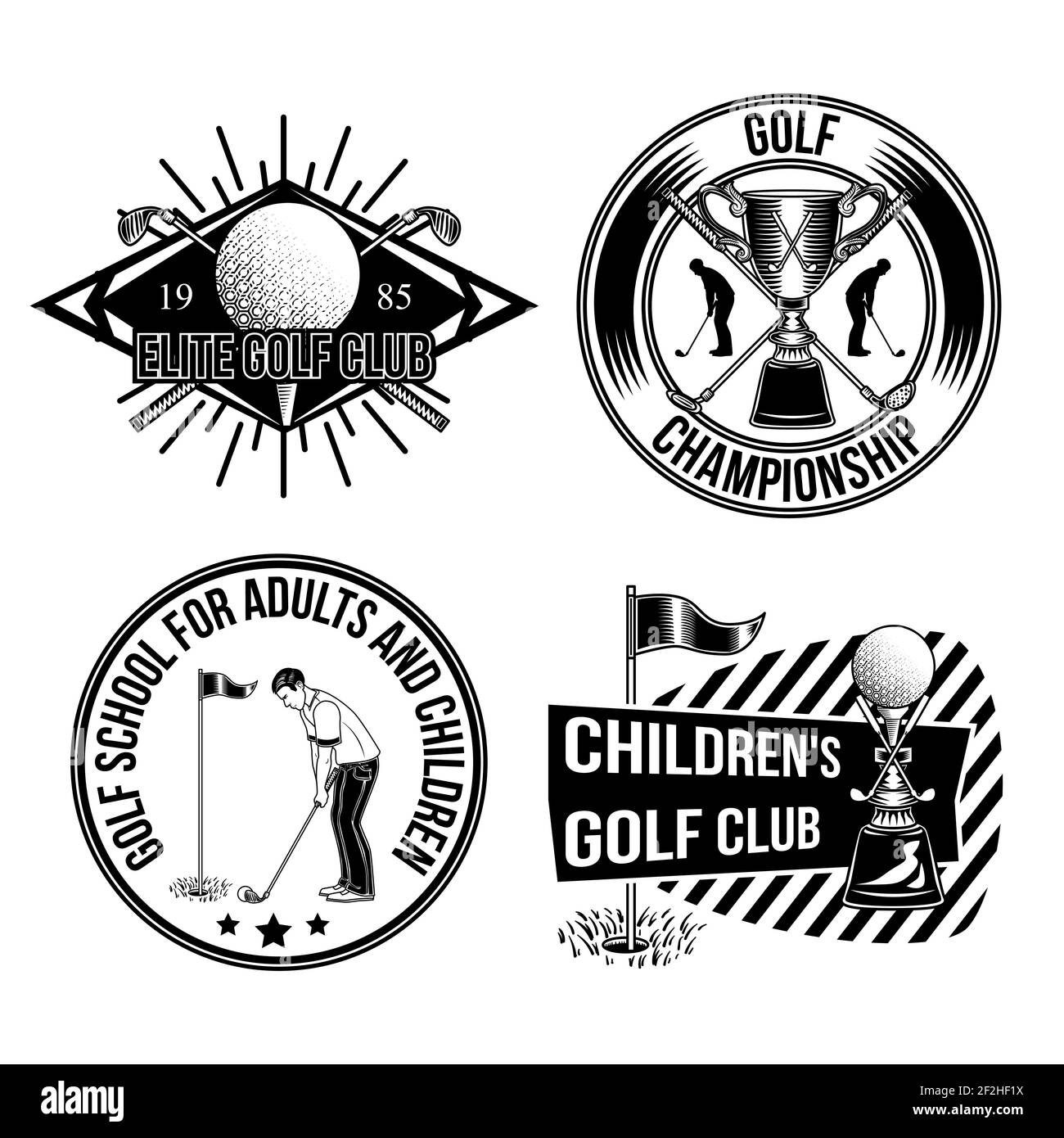 Set of golf emblems, labels, badges, logos. Isolated on white Stock ...