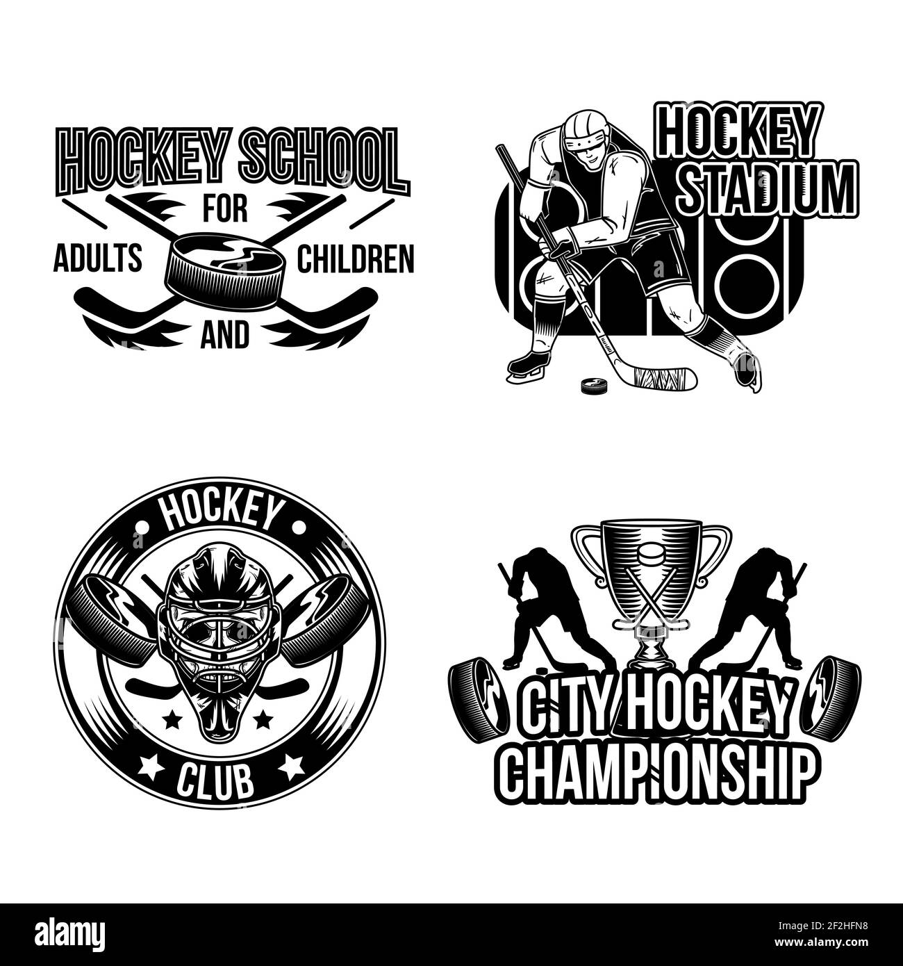 Set of hockey emblems, labels, badges, logos. Isolated on white Stock ...