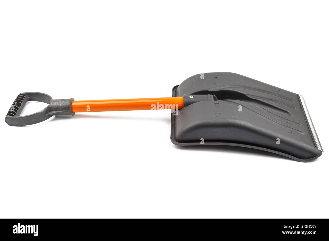 small plastic snow shovel, isolated on white background - back side ...