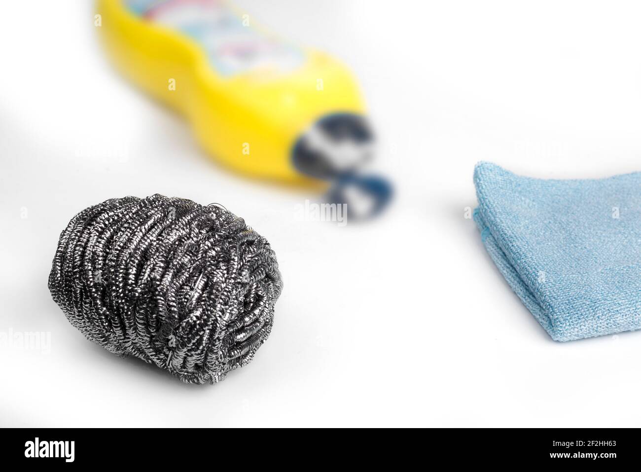 Stainless Steel Wool Scrubber Sponge for kitchen cleaning Stock Photo ...