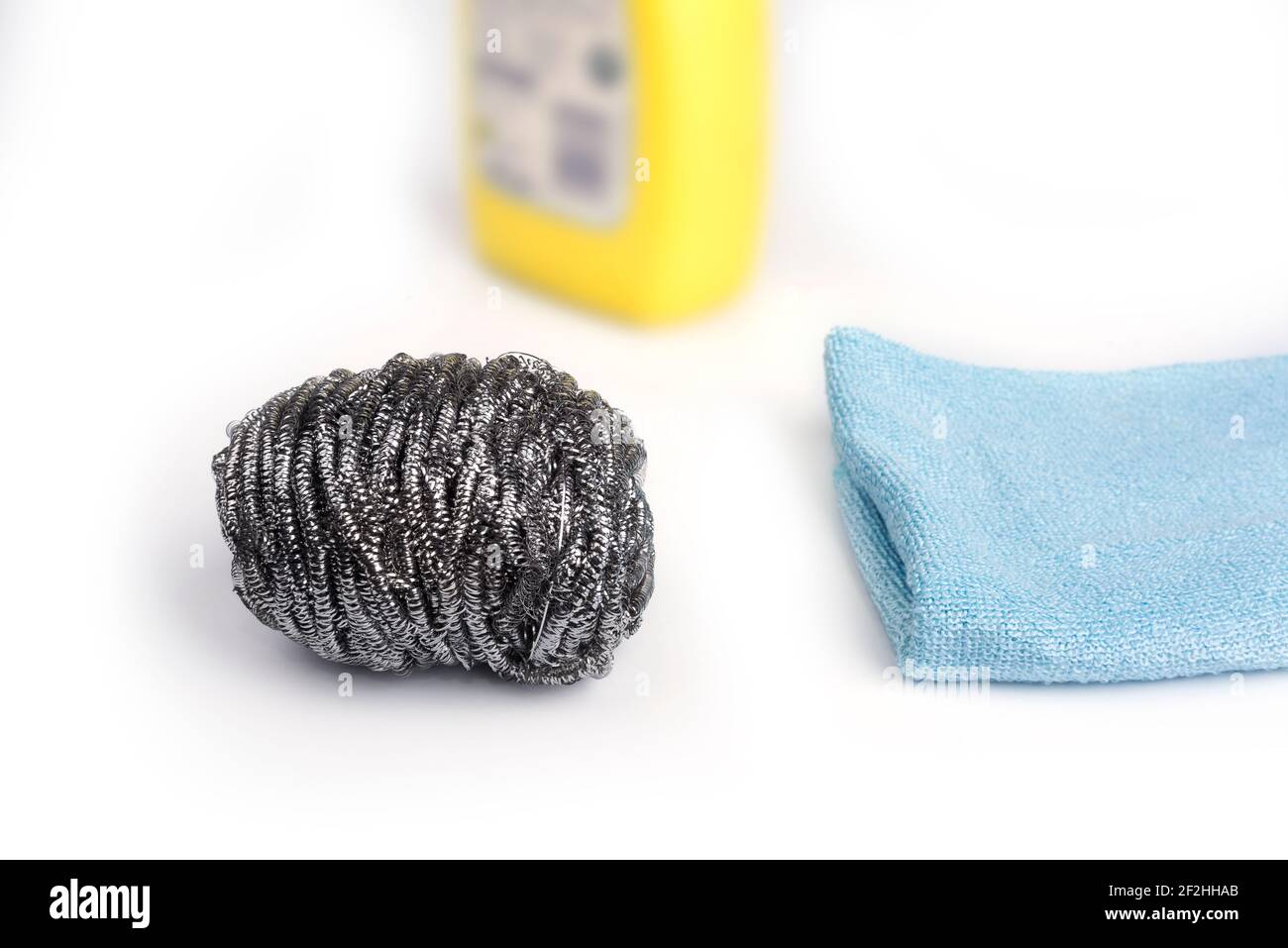 Stainless Steel Wool Scrubber Sponge for kitchen cleaning Stock Photo ...