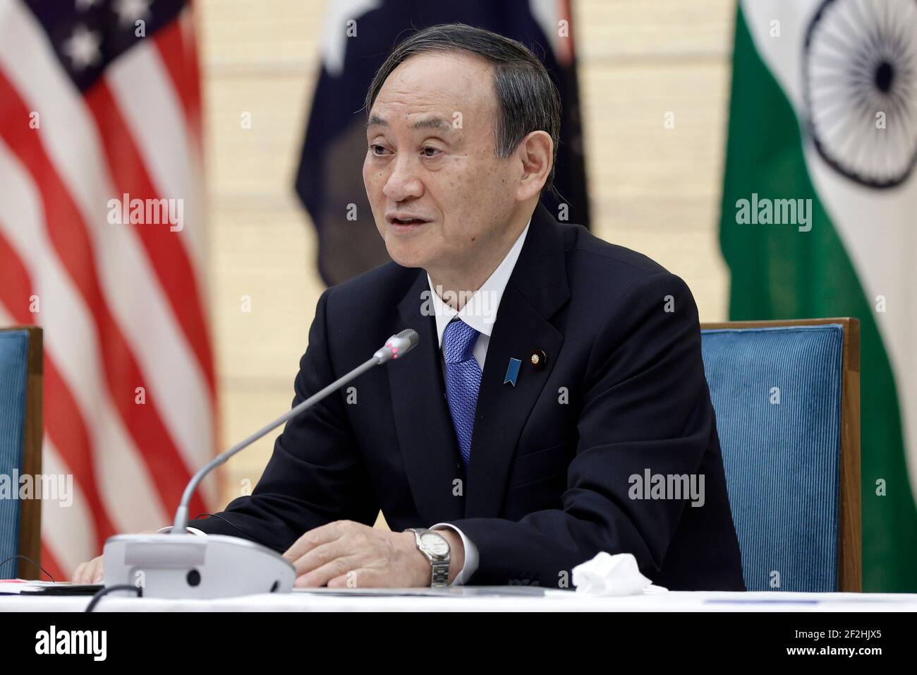 Tokyo, Japan. 12th Mar, 2021. Yoshihide Suga, Japanese Prime Minister ...