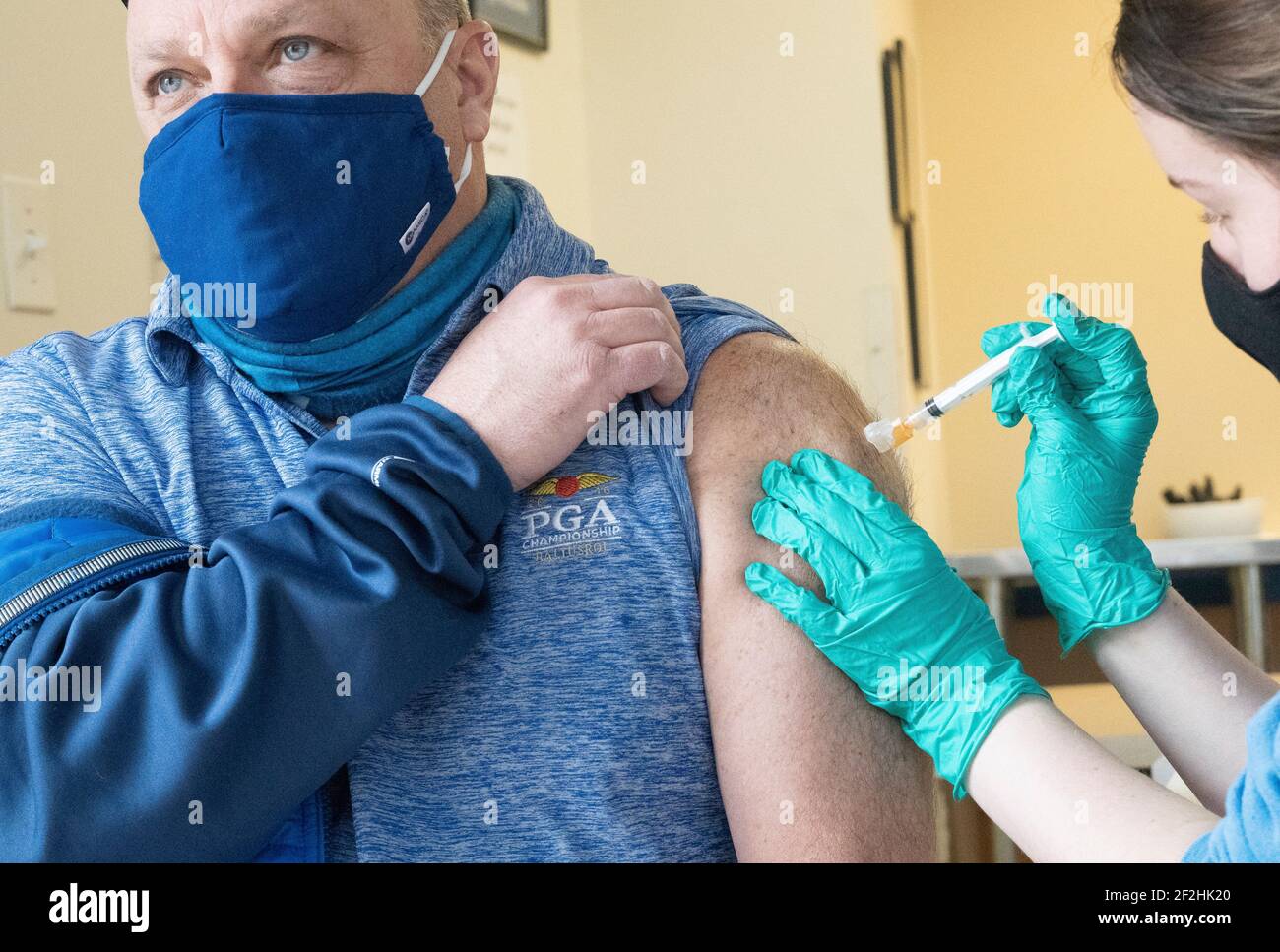 March 11, 2021, Project Place, Boston, Massachusetts, USA: A recipient ...