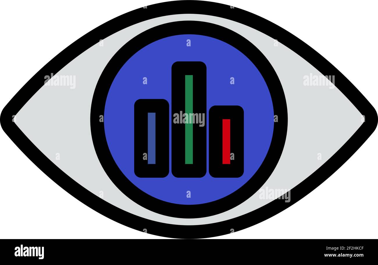 Eye With Market Chart Inside Pupil Icon. Editable Thick Outline With ...
