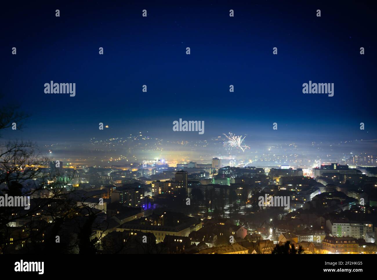 View of the night city in a horizontal format Stock Photo - Alamy