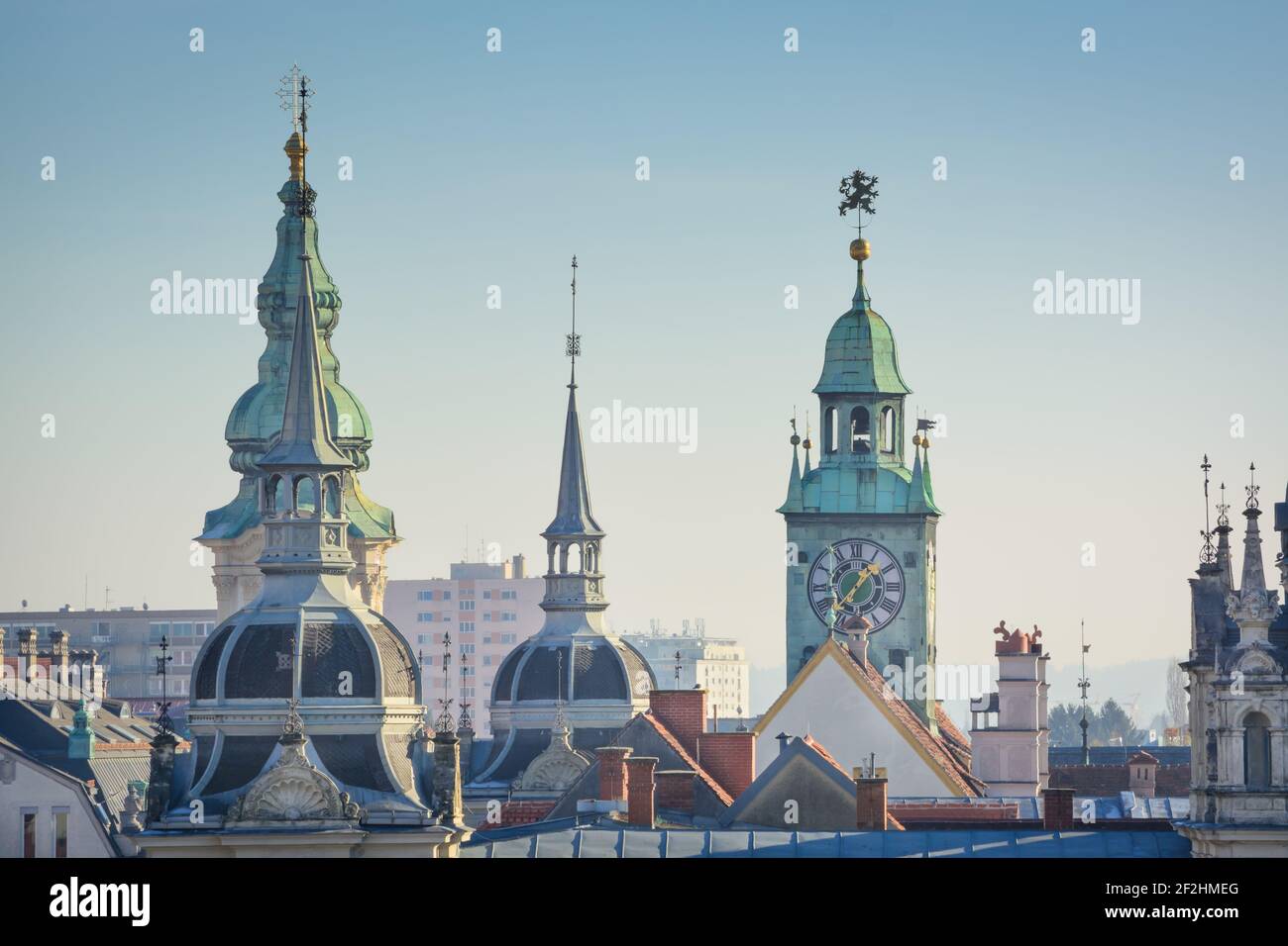 View of the roofs of the towers of Graz Stock Photo - Alamy