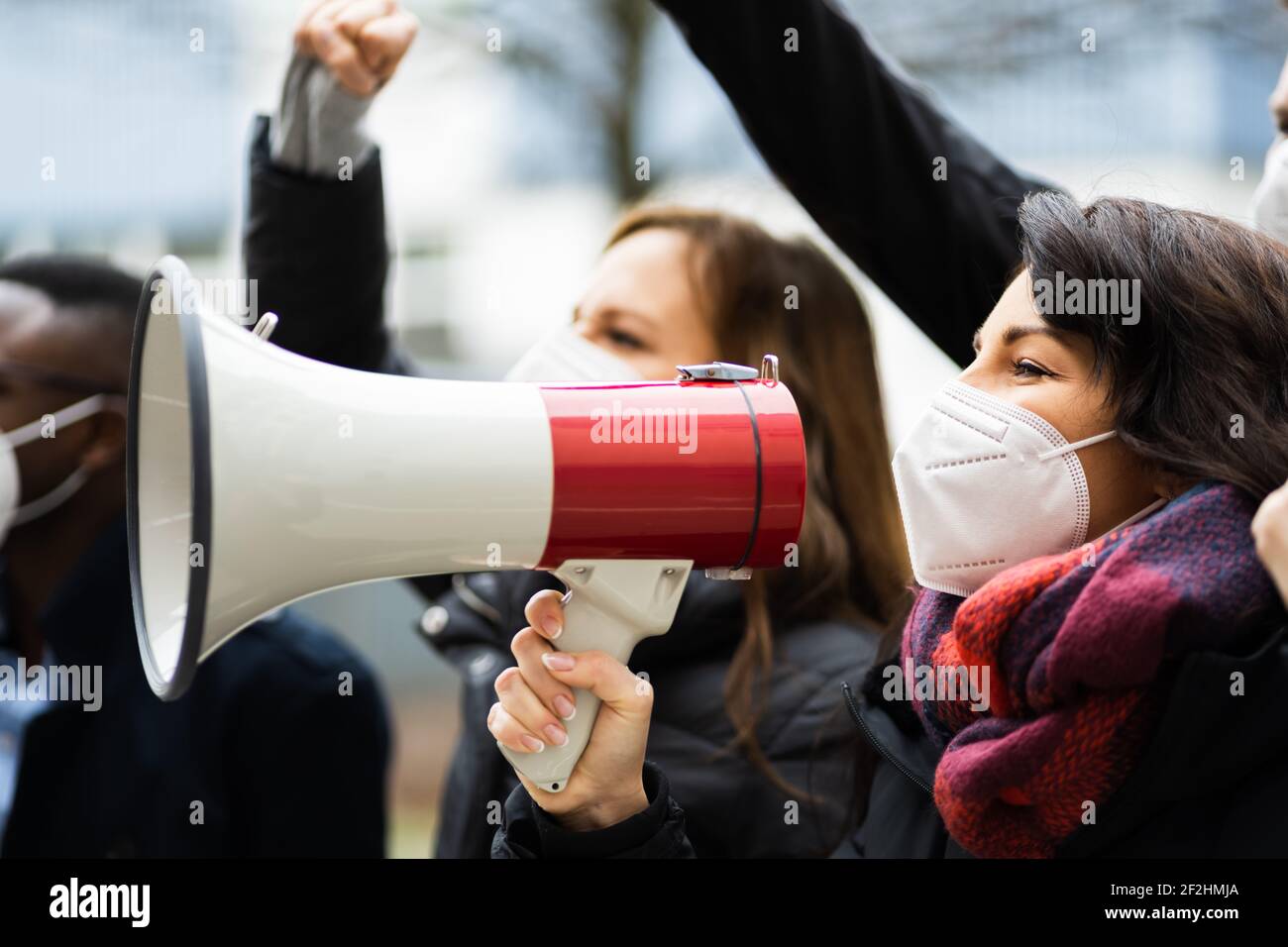 Rebellion People Shouting At Protest. Fighting For Democracy And ...