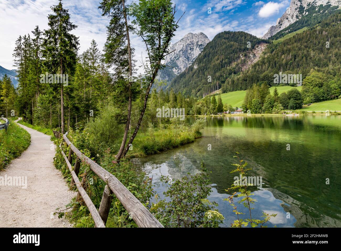 Lake hiking trail, Hintersee, Ramsau, rear Reiteralpe, Berchtesgaden ...