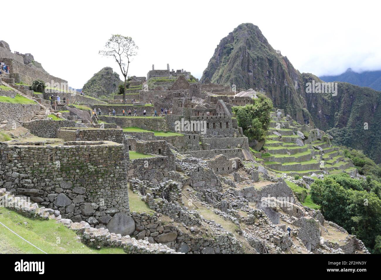 An aerial view of Machu Picchu, an Incan citadel set in the Andes ...