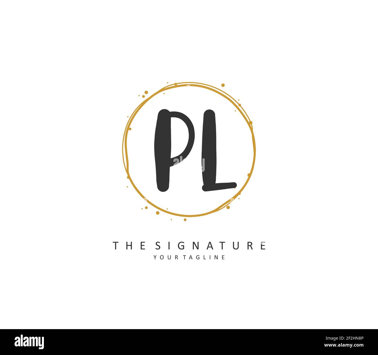 PL Initial letter handwriting and signature logo. A concept handwriting ...