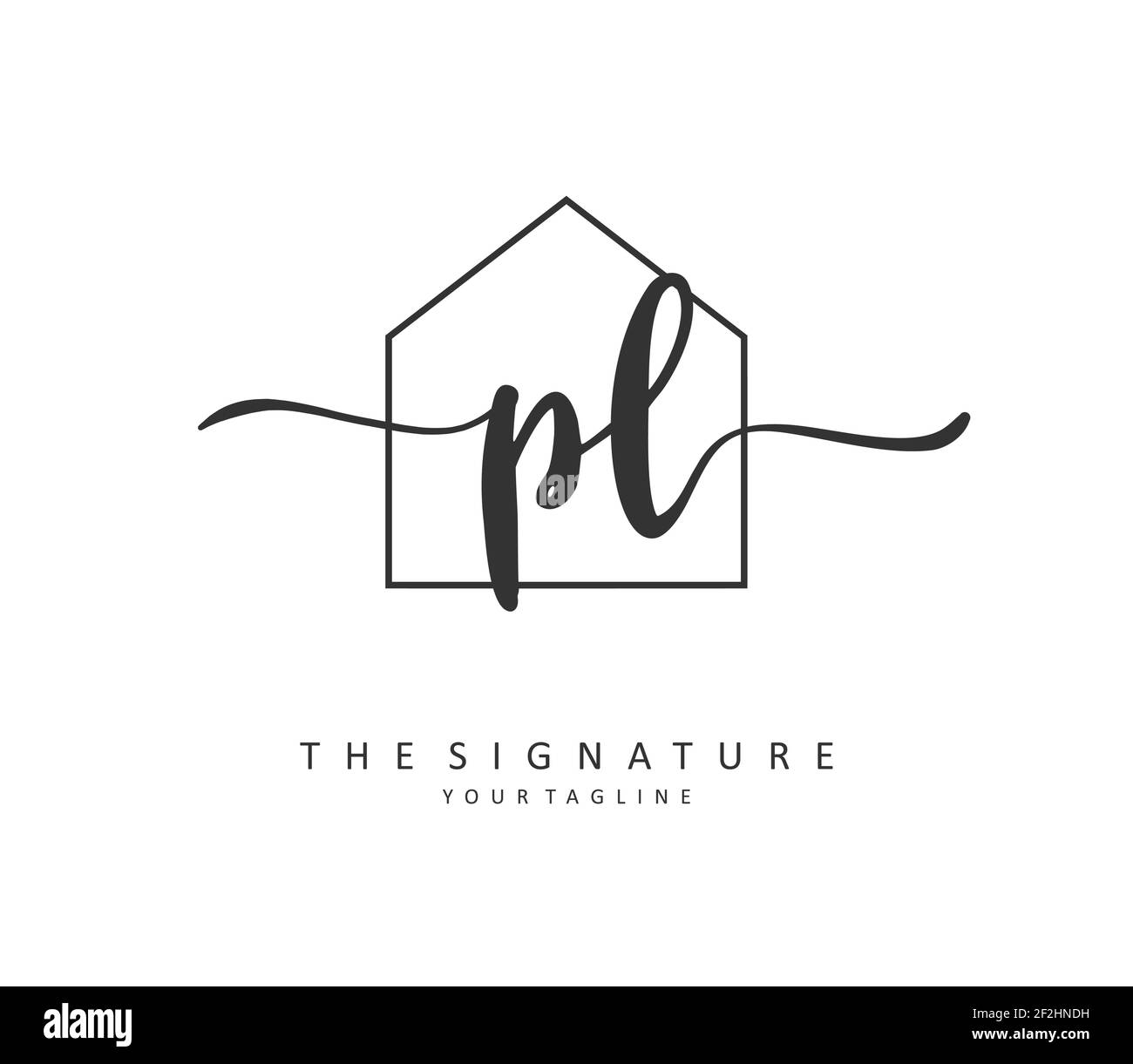 PL Initial letter handwriting and signature logo. A concept handwriting ...