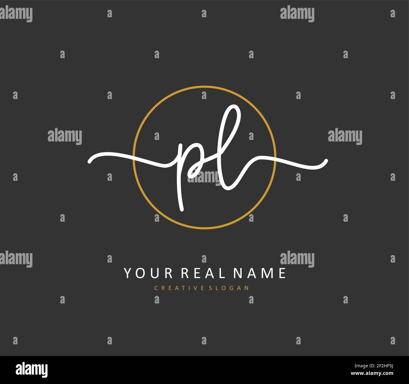 PL Initial letter handwriting and signature logo. A concept handwriting ...