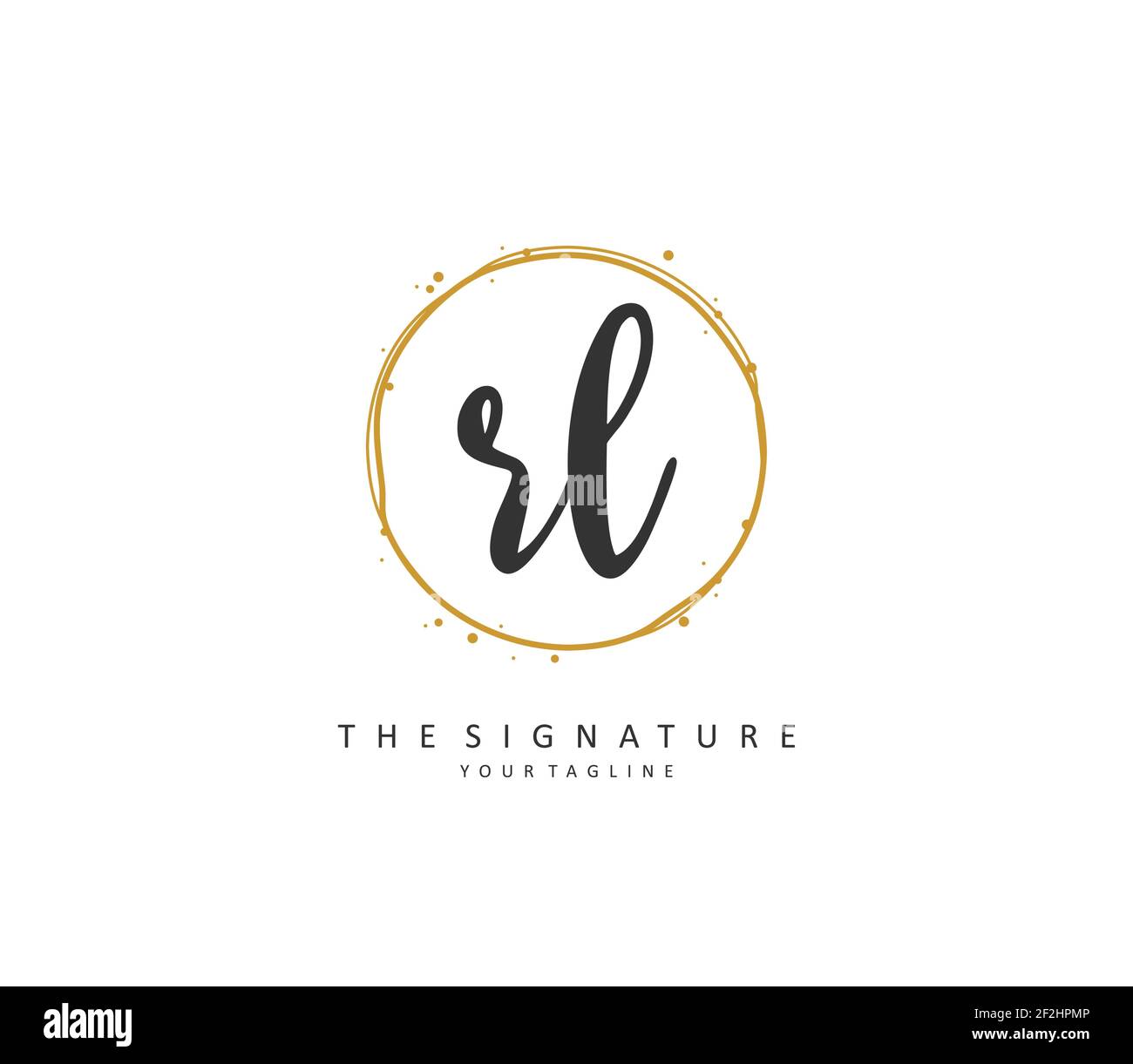 RL Initial letter handwriting and signature logo. A concept handwriting initial logo with ...