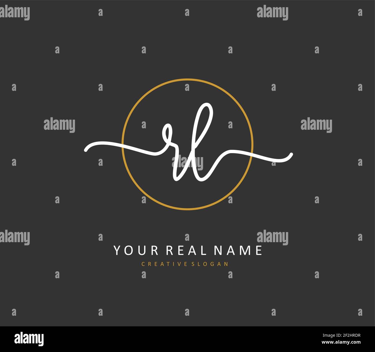 RL Initial letter handwriting and signature logo. A concept handwriting ...