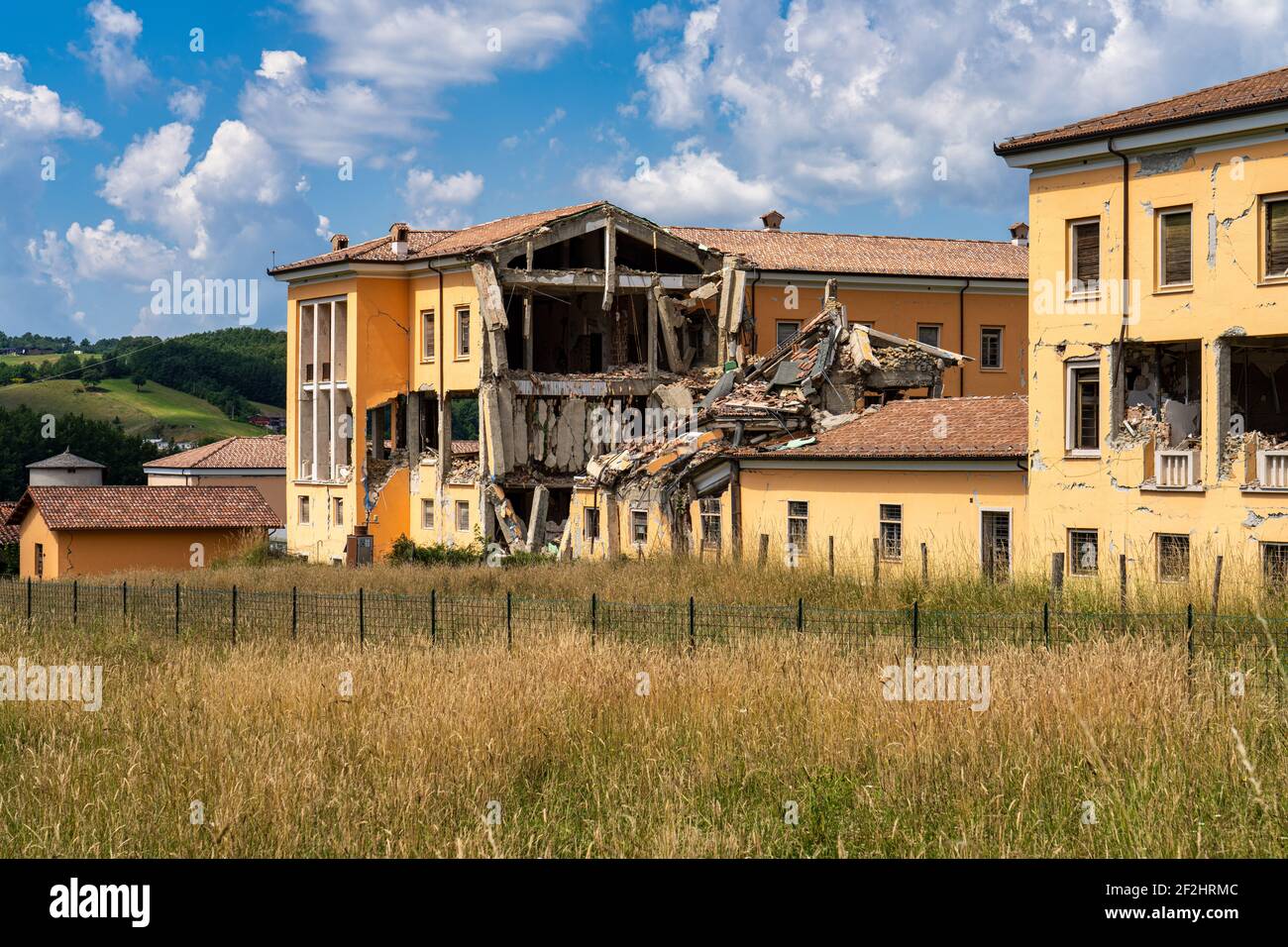 The historic center of Amatrice city at July 2020 after the earthquake ...