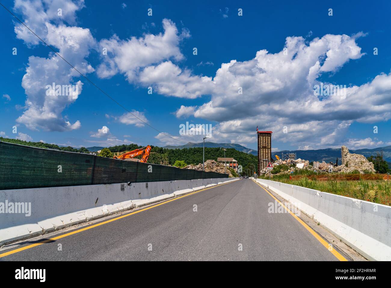 The historic center of Amatrice city at July 2020 after the earthquake ...
