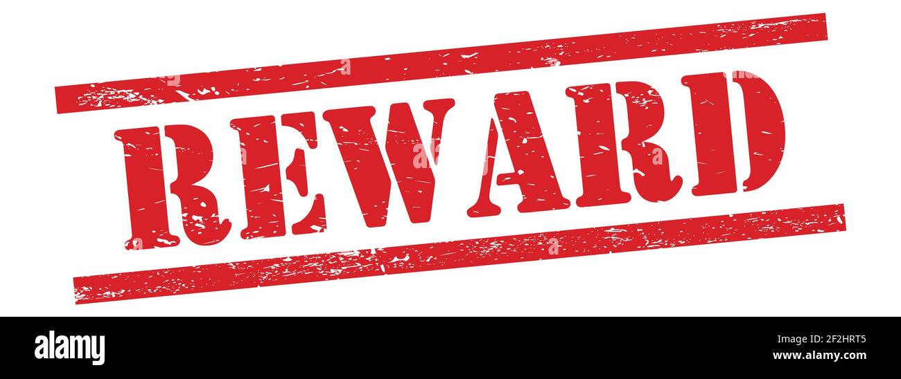 REWARD text on red grungy vintage rubber stamp Stock Photo - Alamy