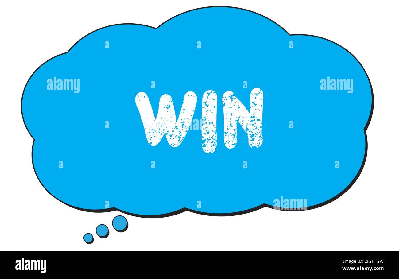 WIN text written on a blue thought cloud bubble Stock Photo - Alamy