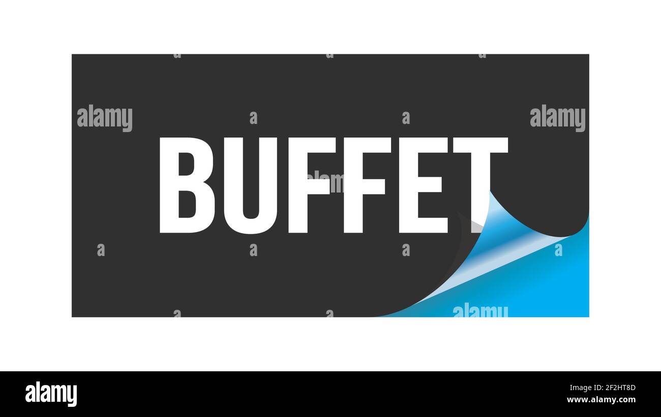 BUFFET text written on black blue sticker stamp Stock Photo - Alamy