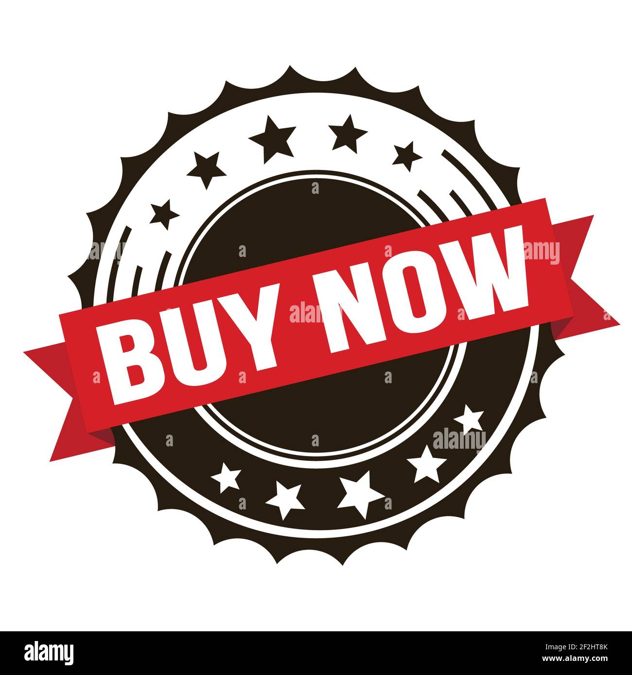 BUY NOW text on red brown ribbon badge stamp Stock Photo - Alamy